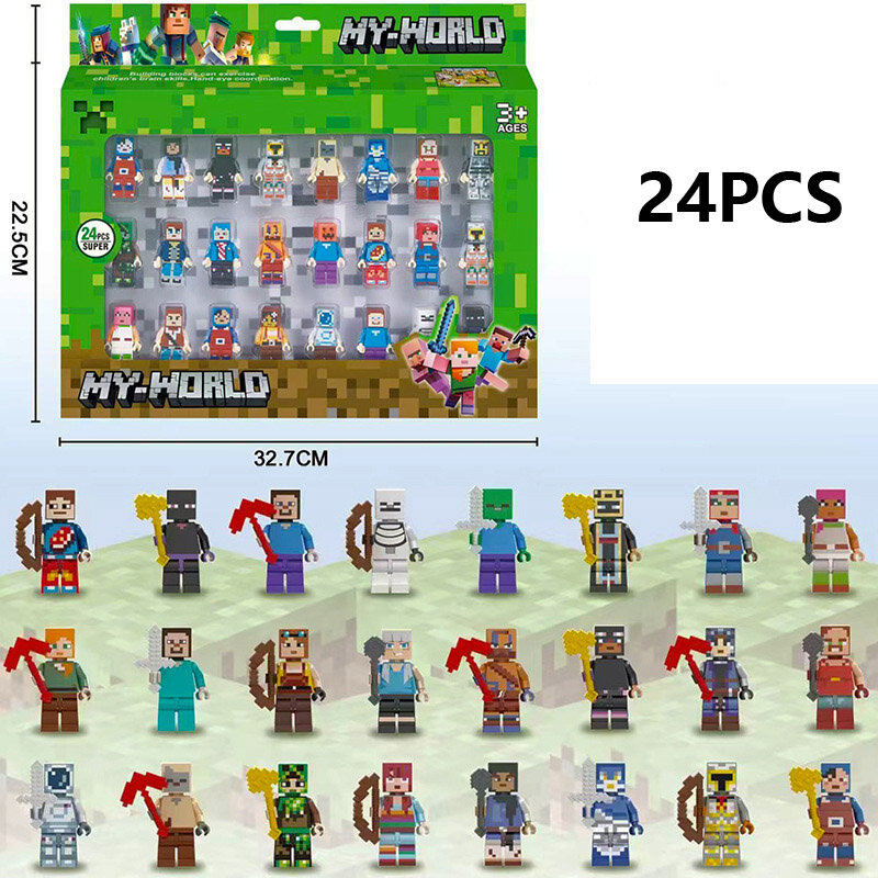 Набор фигурок и аксессуаров 24 шт / Минифигурки Игрушка Minecraft My World фигурки ( конструктор человечки /совместим с конструкторами.