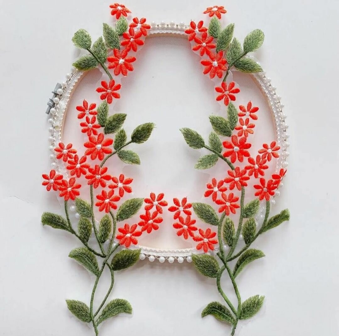 Декор пришивной ромашки из 2-ух штук 34*12 см