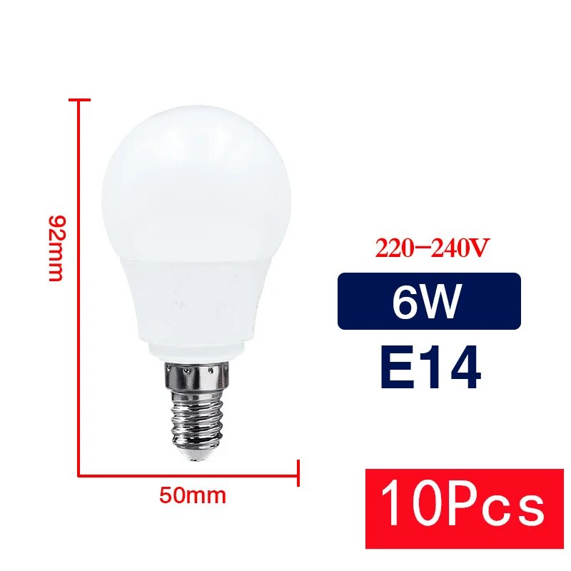 Светодиодные лампы GRZBI E27 E14 3W-24W 220V-E14-6W, Warm White