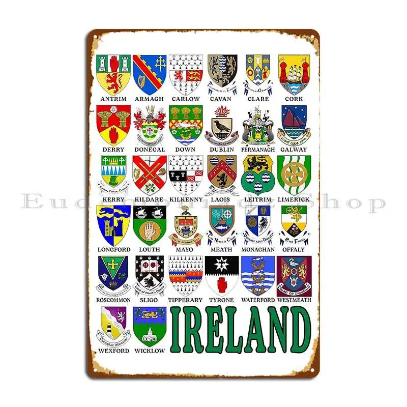 Ирландия 32 округа металлический декор табличка Гостиная Бар пещера клубный дизайн оловянный знак плакат