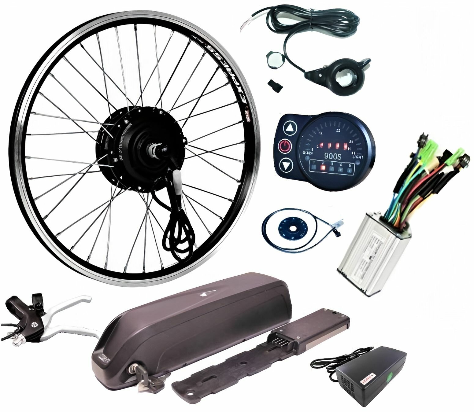 Комплект мотор-колесо передний/редукторный 500Вт 29" KT LED 900, с АКБ Li-ion Hailong 36В 13А*ч