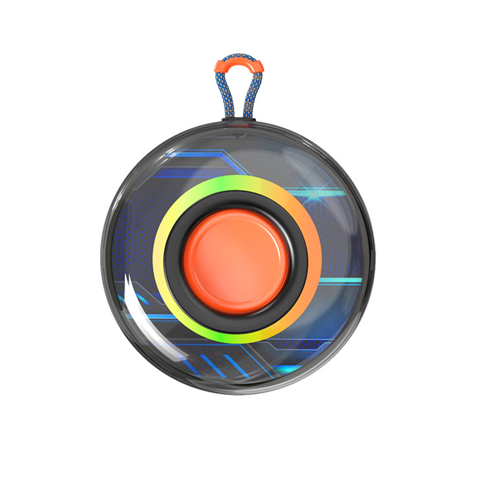Беспроводной колонка BT наружная водонепроницаемая сплеш сабвуфер мини HIFI звуковой бокс BT 5.3 1200mAh батарея без потерь шумоподавление колонка с веревкой для подвешивания Черный&Оранжевый модель B1 материал ABS + прозрачный PC мощность 5W время