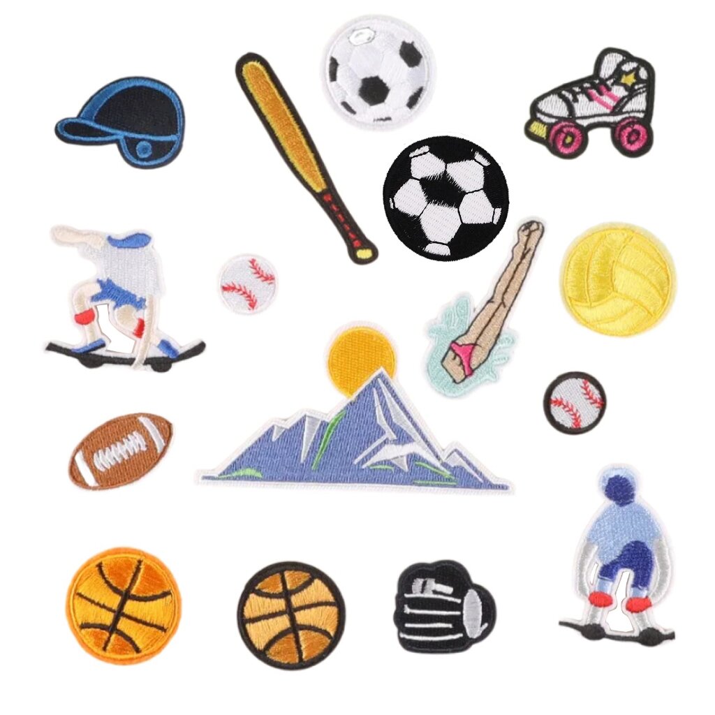 16 Шт Ремонтных Нашивок Спортивной Серии Футбольные Железные Нашивки С Вышитыми Нашивками Аппликационные Нашивки для Сумки для Одежды