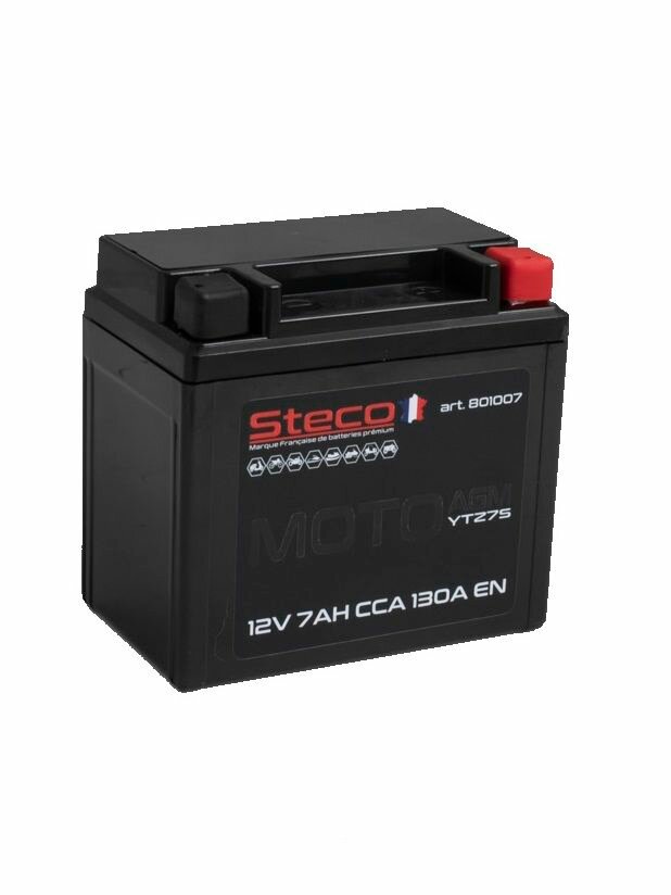Мотоаккумулятор STECO YTZ7S, 7Ач, AGM, обратная полярность, пусковой ток 130А