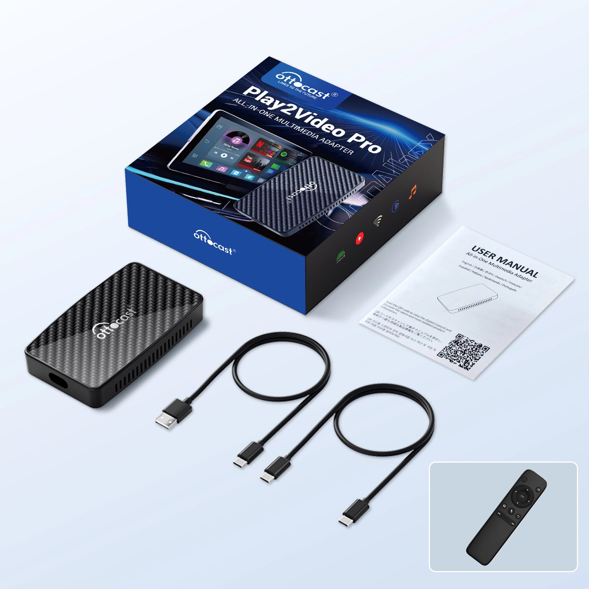 OTTOCAST Беспроводной адаптер CarPlay Android Auto Play2Video Pro Video Box Новые автомобильные аксессуары Wi-Fi для Youtube для Netflix