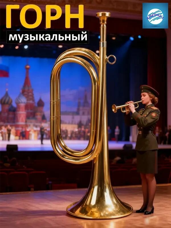 Горн пионерский медный с мундштуком