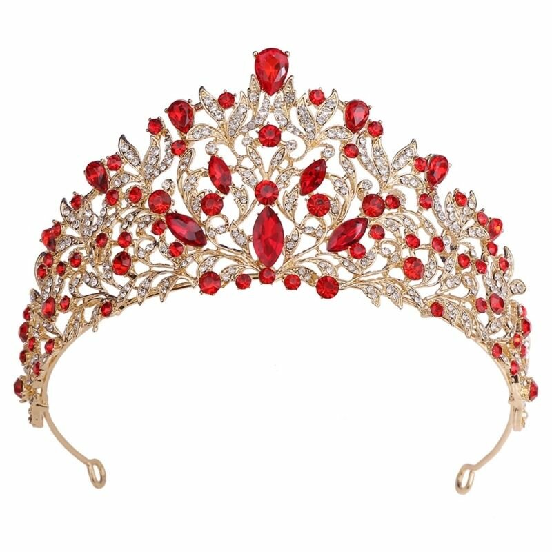 Корона из страз в стиле ретро барокко-Красный Бриллиант на Золотом фоне