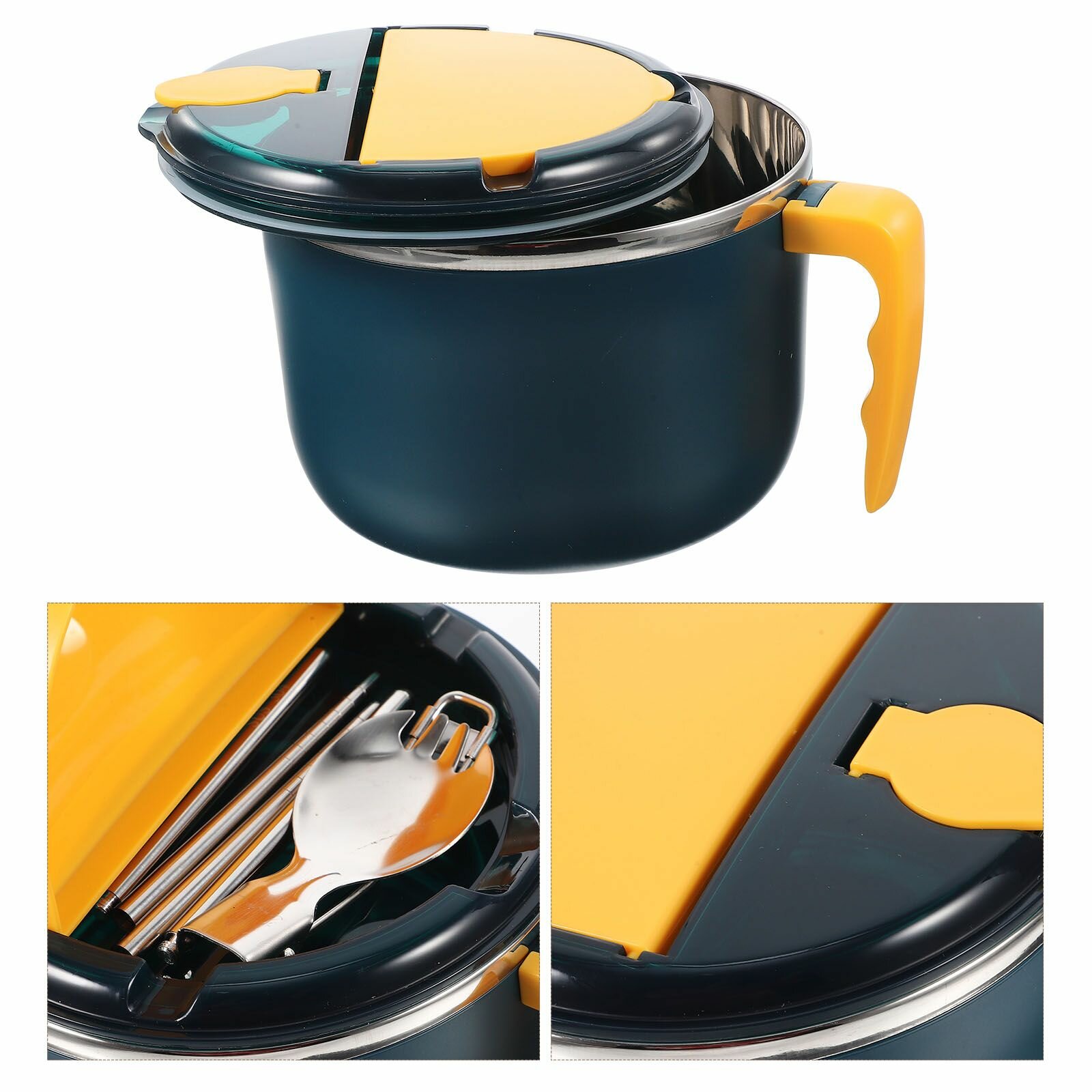 Миска для лапши из нержавеющей стали 304 — контейнер для еды для походов, работы и учебы, 1300 мл, 1 штука