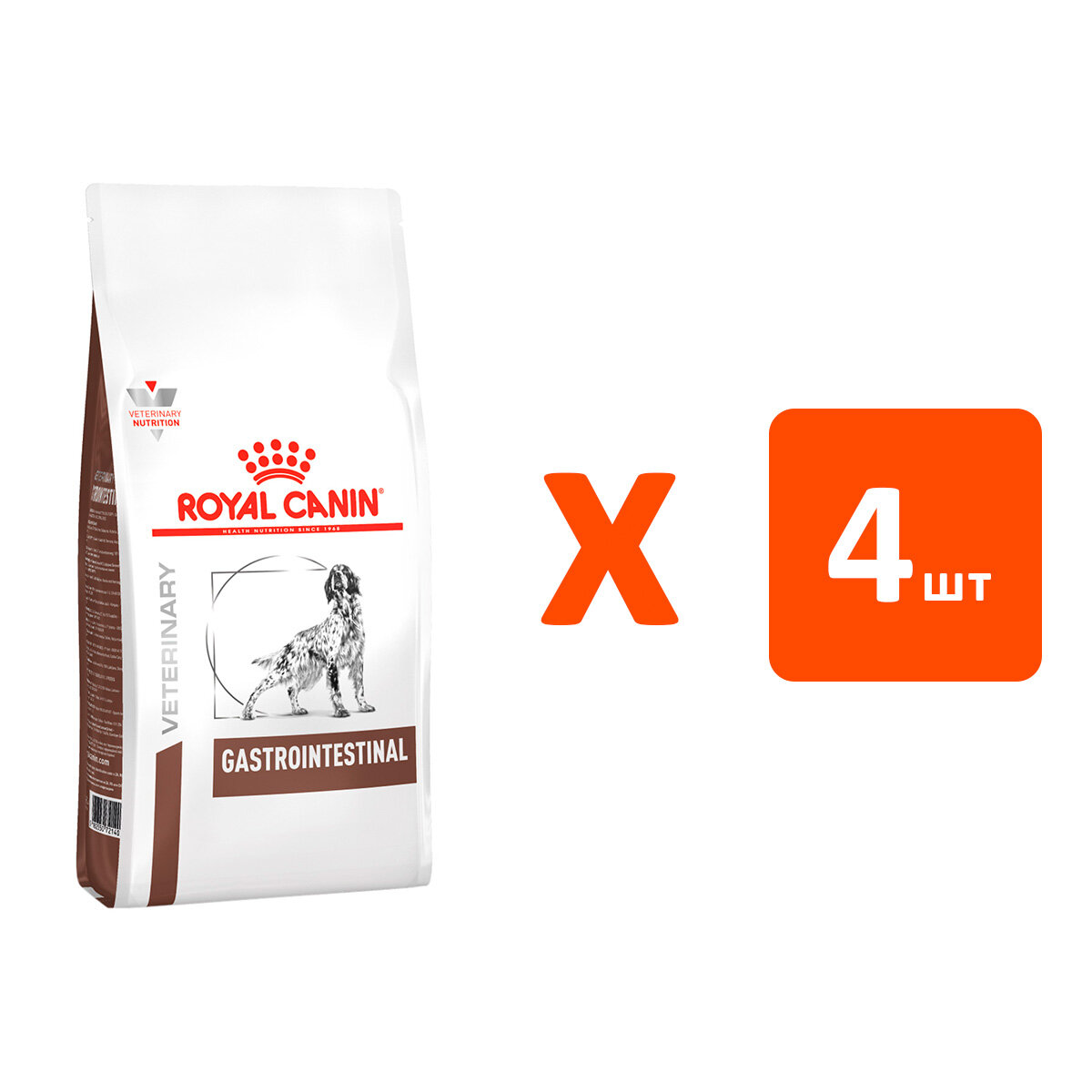 Корм сухой Royal Canin Gastrointestinal Гастроинтестинал для взрослых собак при расстройствах пищеварения, 2 кг х 4 шт
