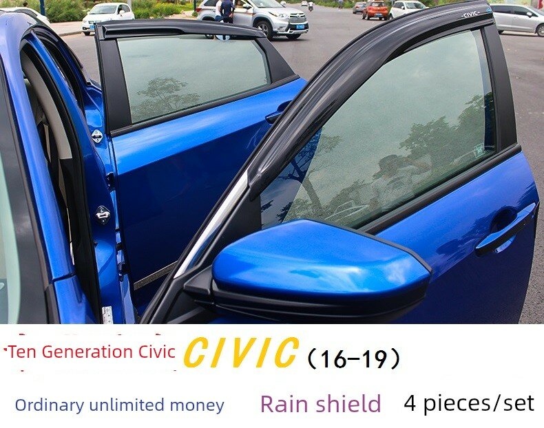 Дефлекторы окон (ветровики) для Honda Civic X (FK7) хэтчбек, 5-дверный, литьевые, утолщенные, для защиты от дождя