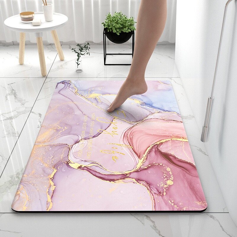 Коврик из мрамора с розовым узором 40x60см, роскошный, для спальни