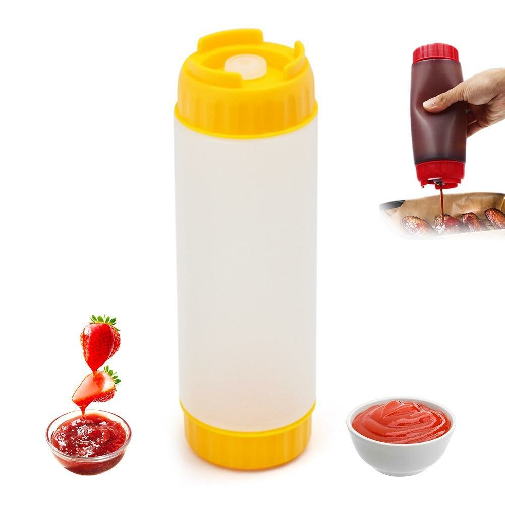 Double headed Squeeze Bottle, Inverted Leak proof Hanging Bottle Squeeze PE Bottle, Jam/tomato F1M9
