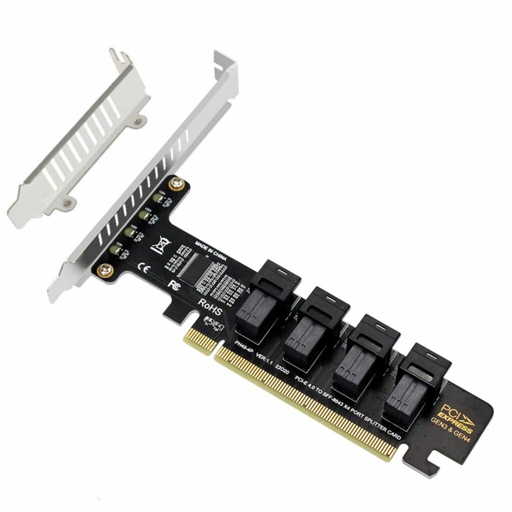 Комплект NGFF PCI-E 16X to Four U.2 SFF-8639 SFF-8643 NVME PCIe Solid State Drive для расширения материнской платы