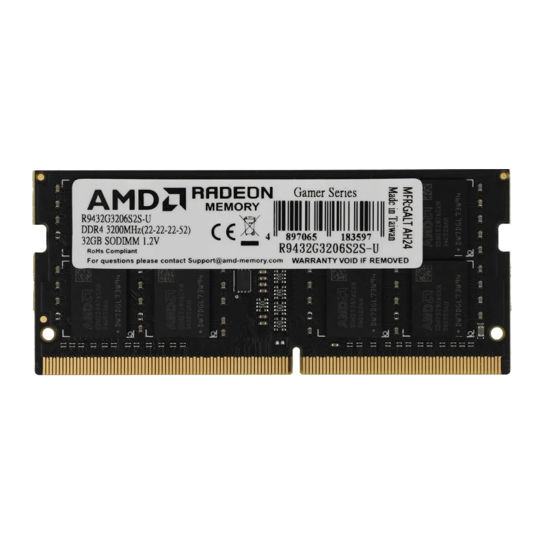 Оперативная память AMD DDR4 3200 МГц SODIMM 32Gb R9432G3206S2S-U 1.2 В черный