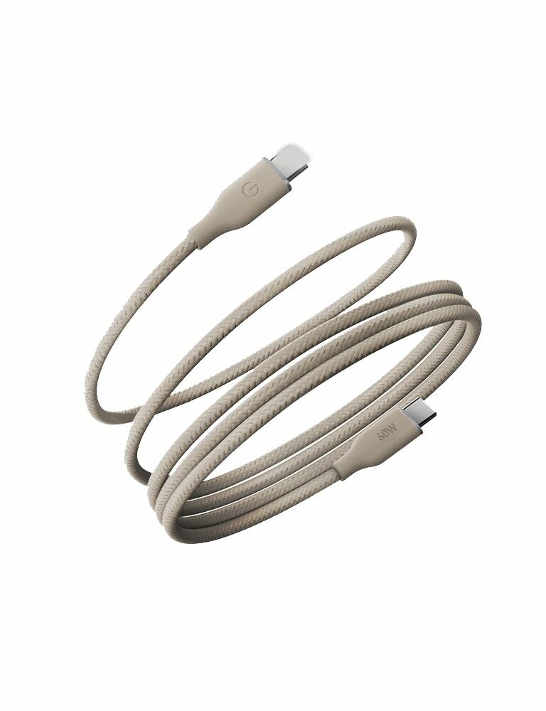 Кабель магнитный EnergEA HELIX MAGNETIC USB-C to USB-C 480MBPS, 60W 1.5M. - титан (NATURAL)