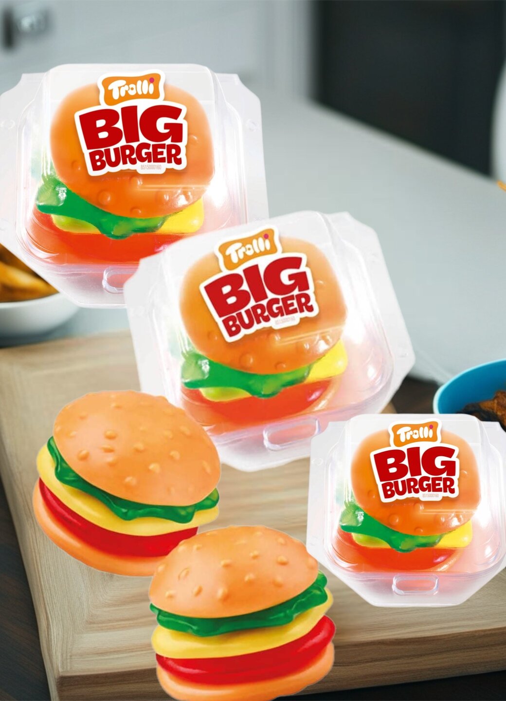 Мармелад жевательный Trolli Big Burger, 50 гр х 3 шт (Германия)