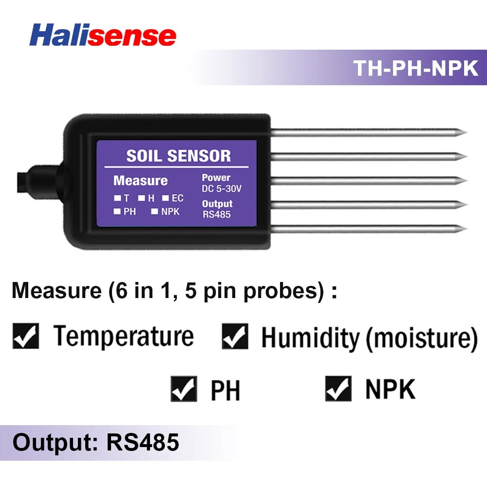 RS485 Modbus датчик почвы 7 в 1 TH-PH-NPK