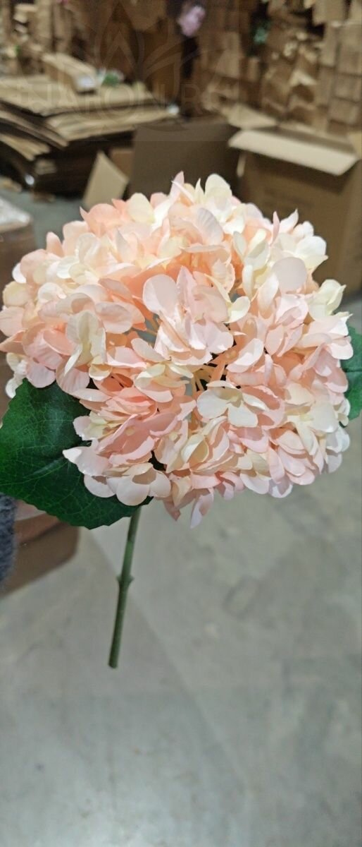 Искусственные цветы для декора интерьера Гортензия розовая 34 см 2 ветки для маленькой вазы