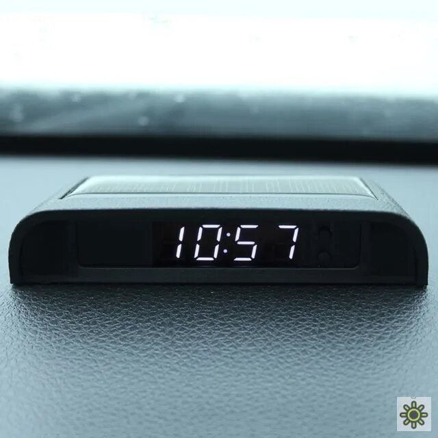 Автомобильные часы с ночным дисплеем, термометр, 24-часовые автомобильные часы на солнечной энергии