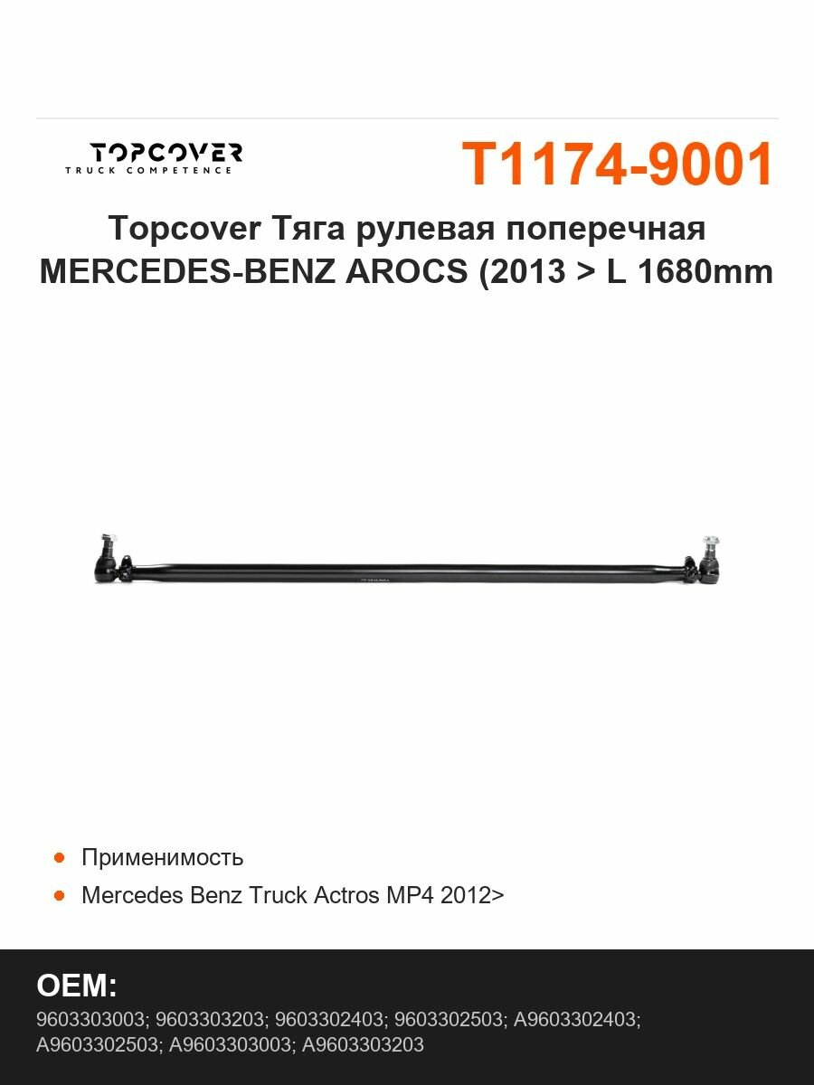 Topcover Тяга рулевая поперечная MERCEDES-BENZ AROCS (2013 > L 1680mm
