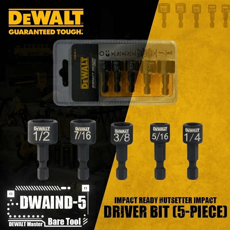 DEWALT DWAIND-5 Набор бит для ударного отвертки Impact Ready Nutsetter (5 штук) Аксессуары для инструментов