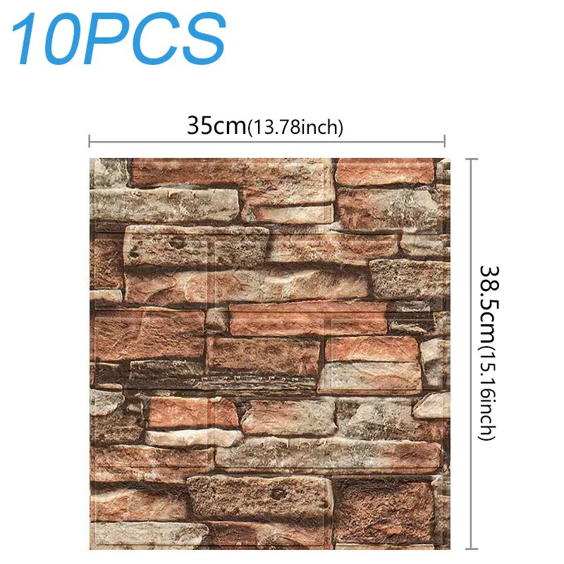 3D наклейки на стену "Кирпич" Vintage Brick Red, 10 шт.