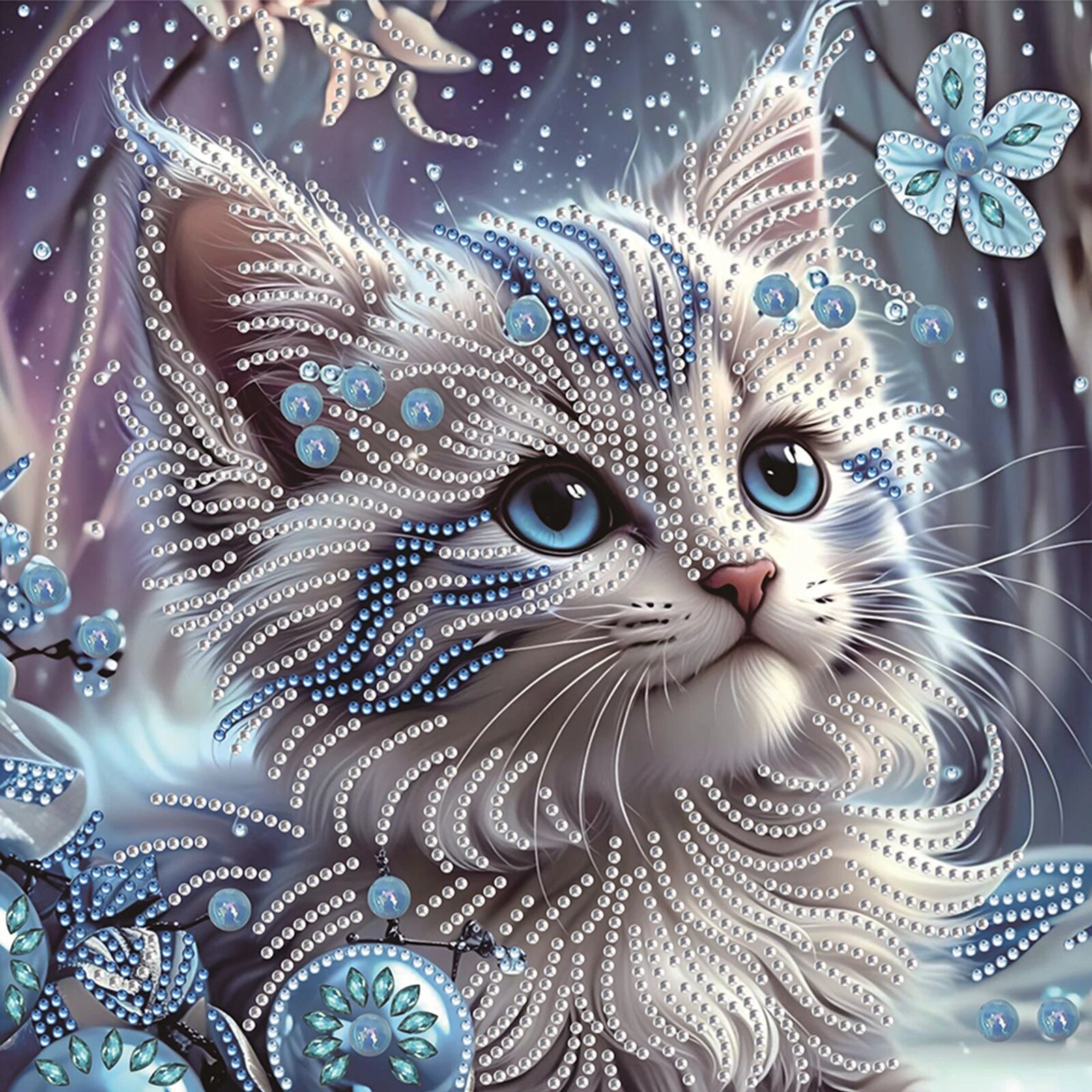 Набор для алмазной мозаики APWIKOGER кошка классический Blue Winter Cat