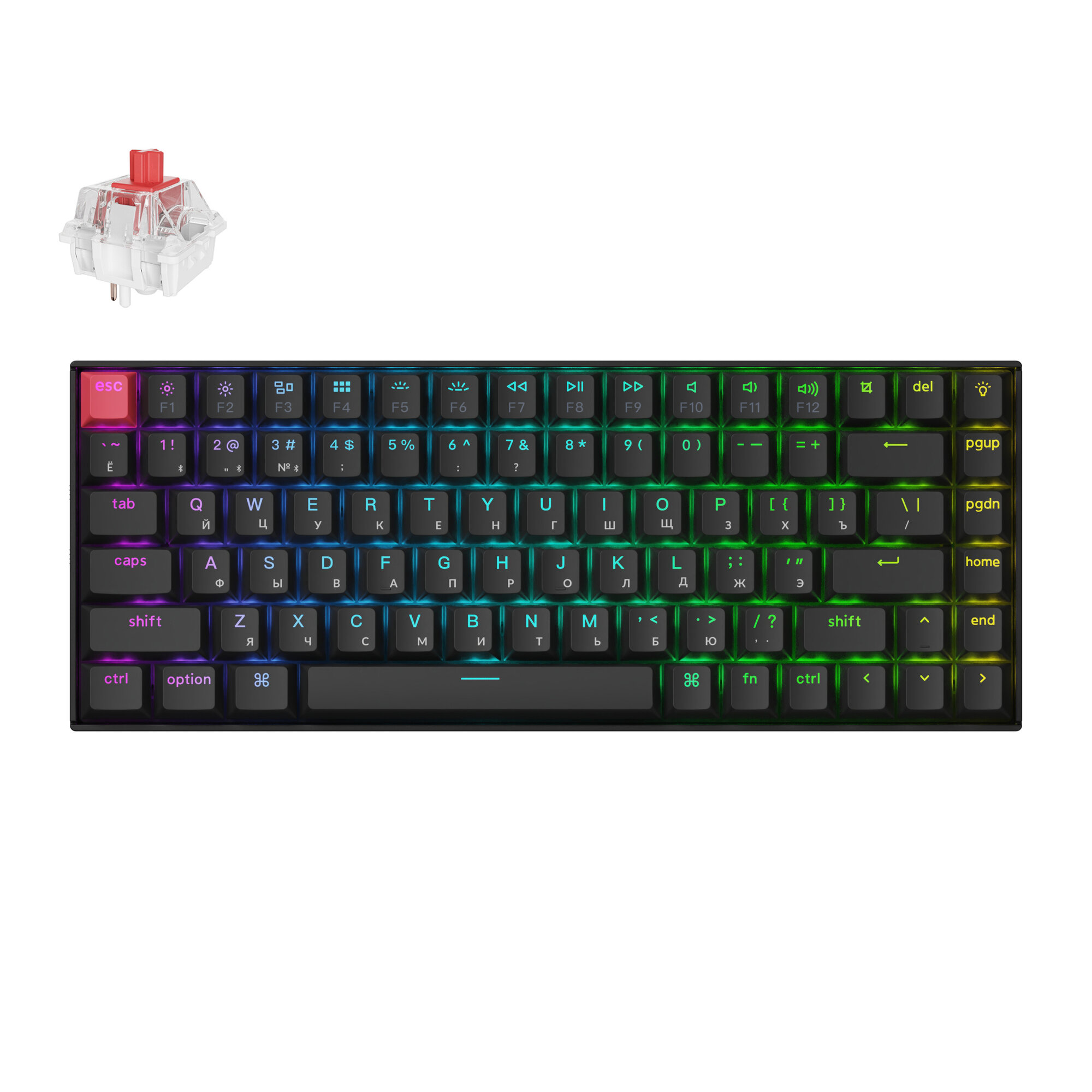 Беспроводная механическая клавиатура Keychron K2 QMK (версия 3), RGB, Hot-swap, Red Switch (русская раскладка)