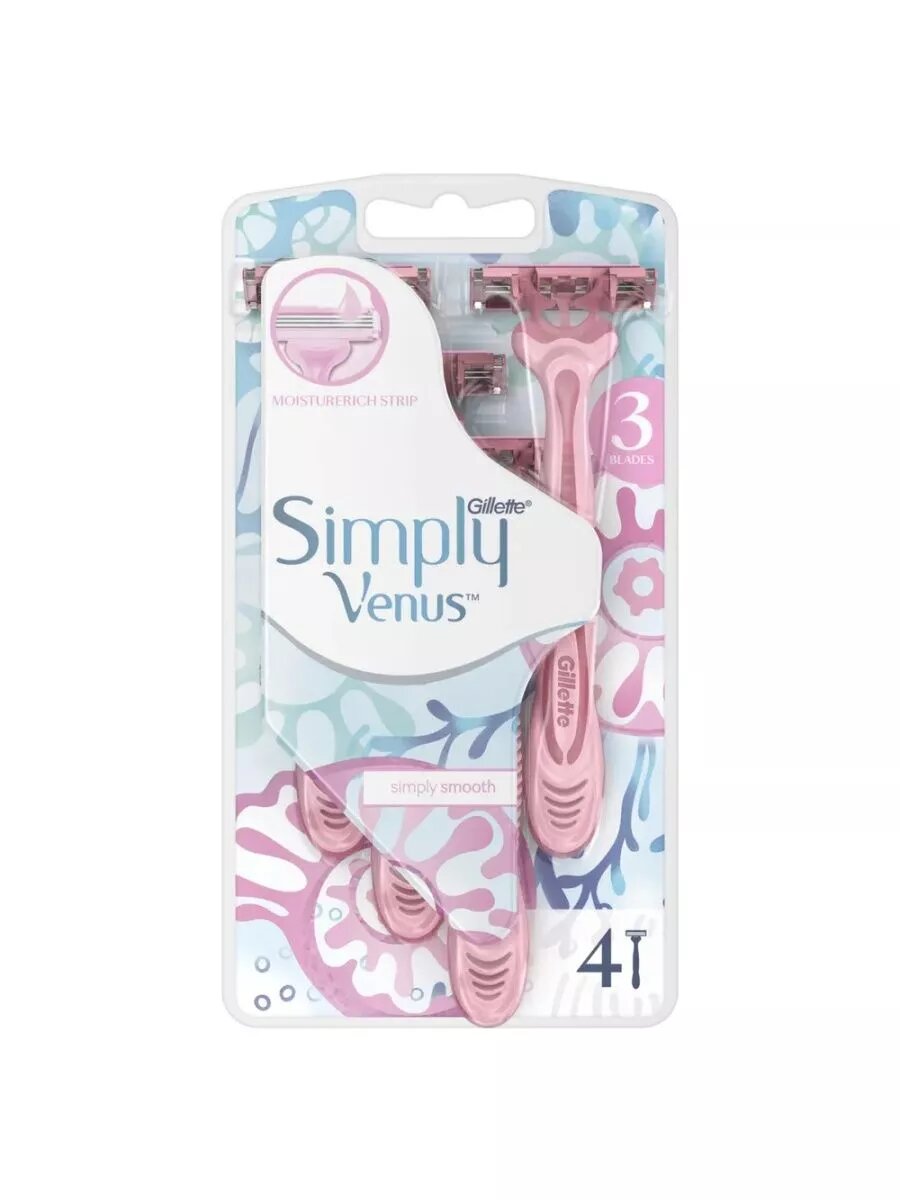 Одноразовая женская бритва Gillette Venus 3, 4 шт.