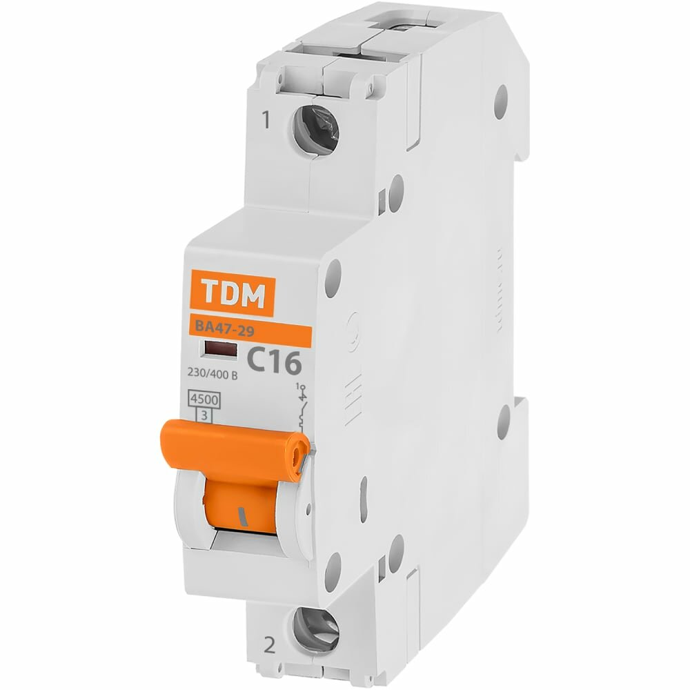Автоматический выключатель ВА47-29 (1Р; 16 А; 4.5 кА; С) TDM ELECTRIC SQ0206-0074