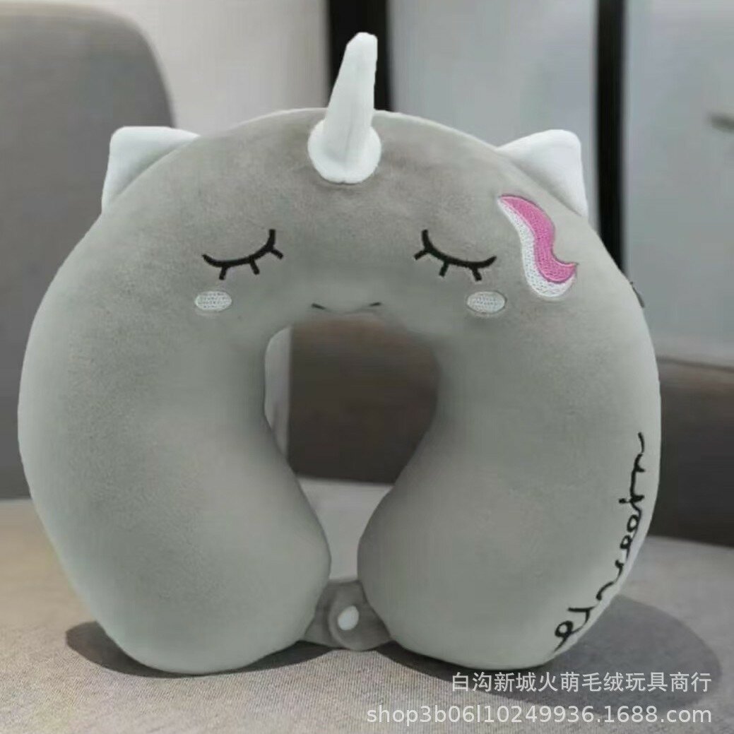 Серый единорог memory foam U-образная подушка для шеи плюшевая дорожная подушка чехол 30x30x10см