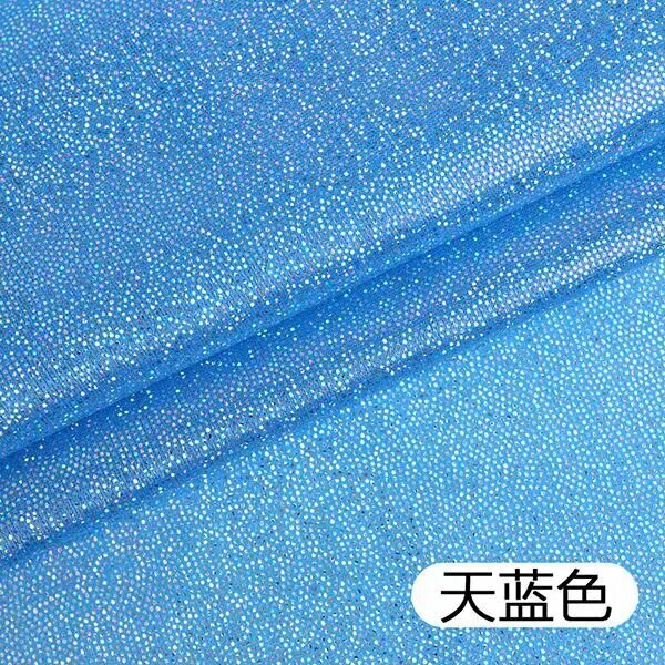 Лазерная блестящая ткань с блестками 100% полиэстер 1,6 м sky blue