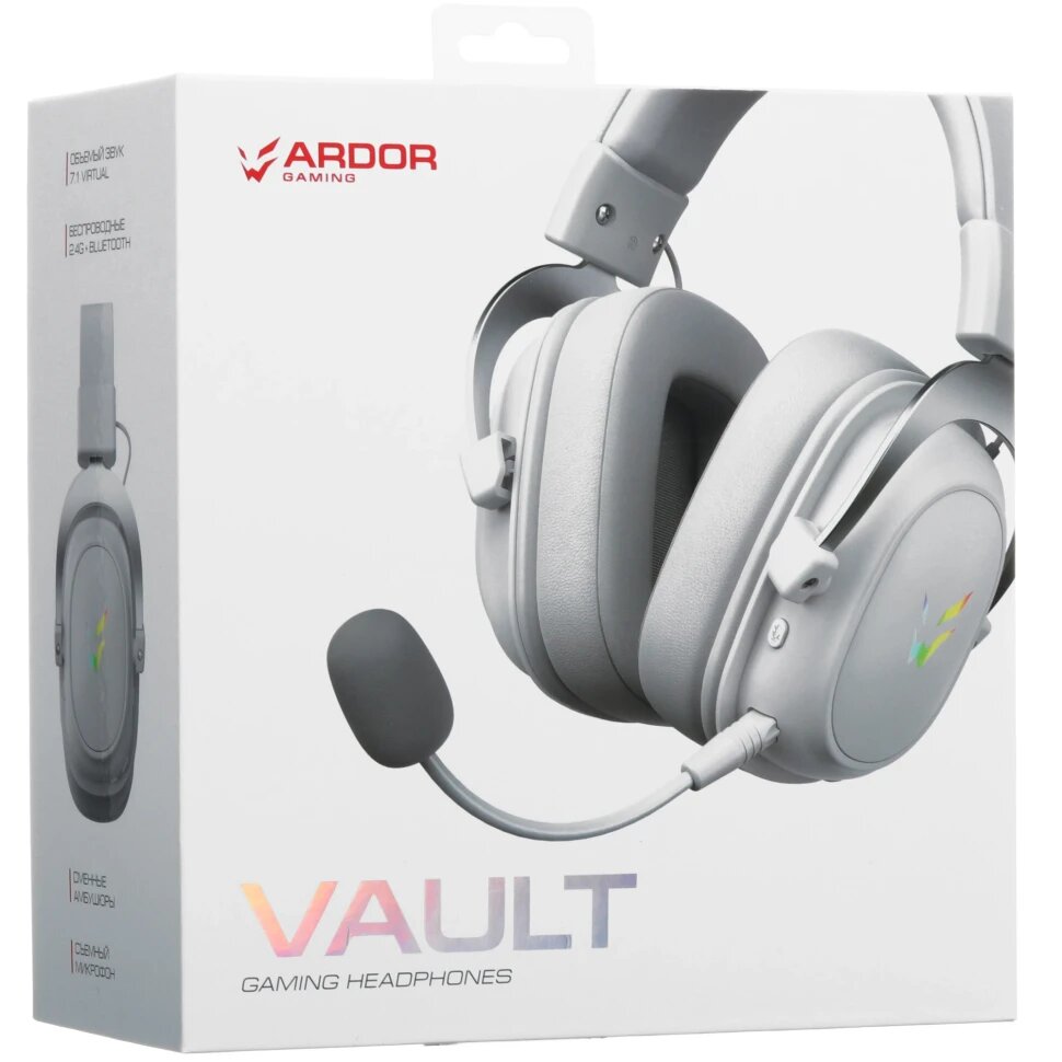 Беспроводные/проводные наушники ARDOR GAMING Vault, 7.1 Virtual, for PS5, Xbox Series X|S, белый