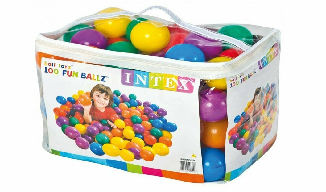 Шарики для сухого бассейна INTEX 49600, 100 штук, диаметр 8 см