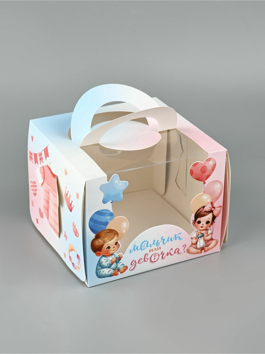 Коробка для бенто-торта "В ожидании чуда" 16x16x12.5 см, цвет: голубой, 5 шт.