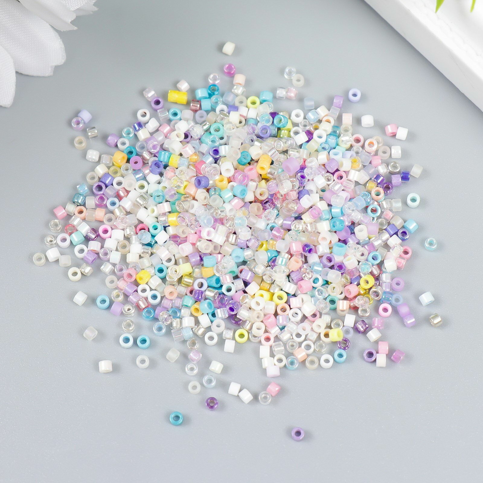 Бисер стекло 12/0 "Перламутр. Пастельное ассорти", 10 г, форма: цилиндр