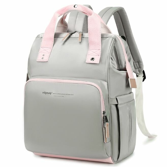 Рюкзак-сумка "NEW Premium", для мамы, женский, на плечо, 20л, розовый, серый
