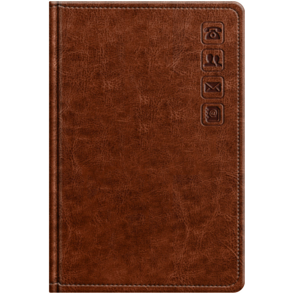 Телефонная книга А7, 64л, кожзам, BG "Nebraska. Brown", с вырубкой, 373789