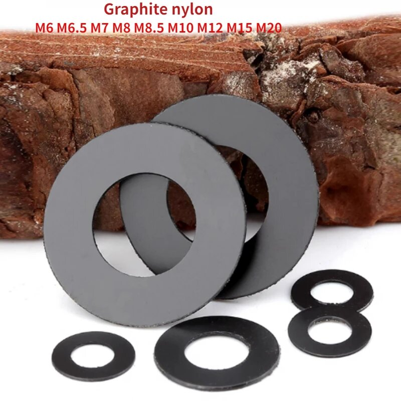 Черные графитовые нейлоновые шайбы M6-M20 M6x10x0.3-400pcs