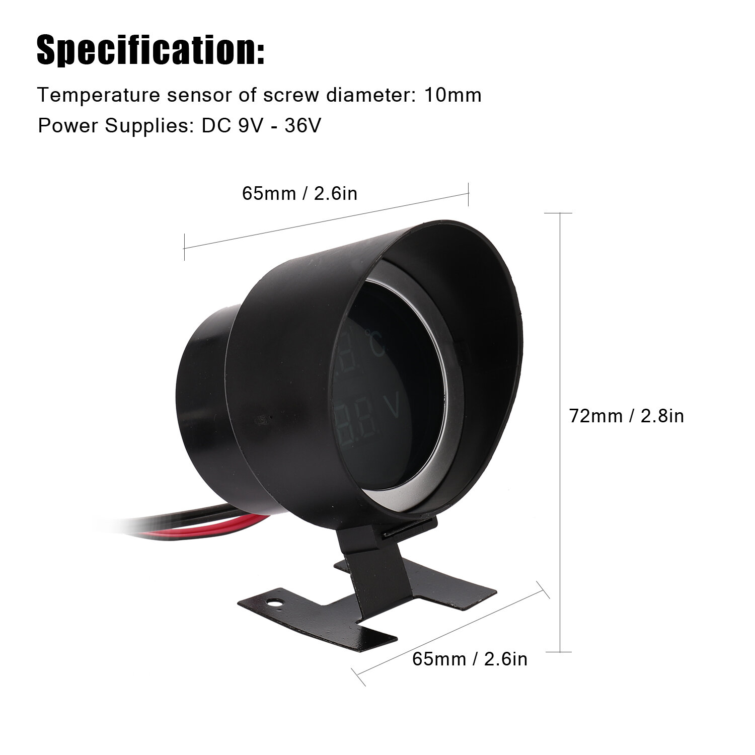 Цифровой датчик температуры воды и напряжения 2-в-1 для авто/мото 12/24V