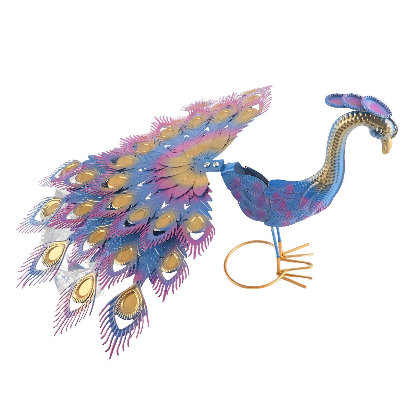 Металлическая статуэтка павлина. Реалистичная и красивая статуэтка павлина для украшения сада и газона. Высота 43 см.