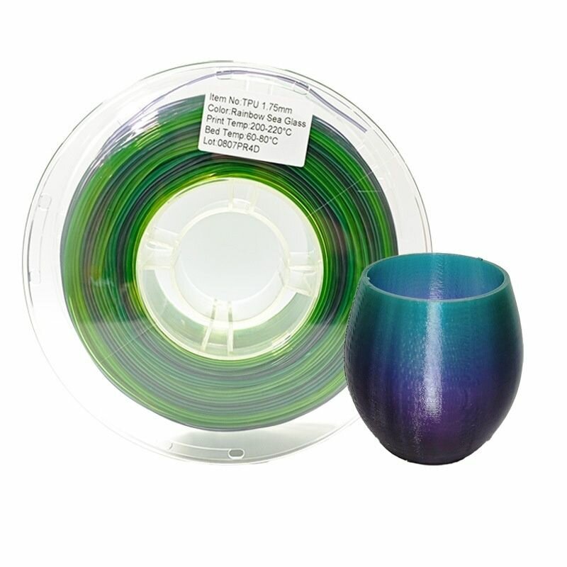 TPU 95A постепенное морское стекло(Filament Пруток), Материал для tpu для FDM 3d принтера,1,75 мм в диаметре и высококачественный FDM пластик