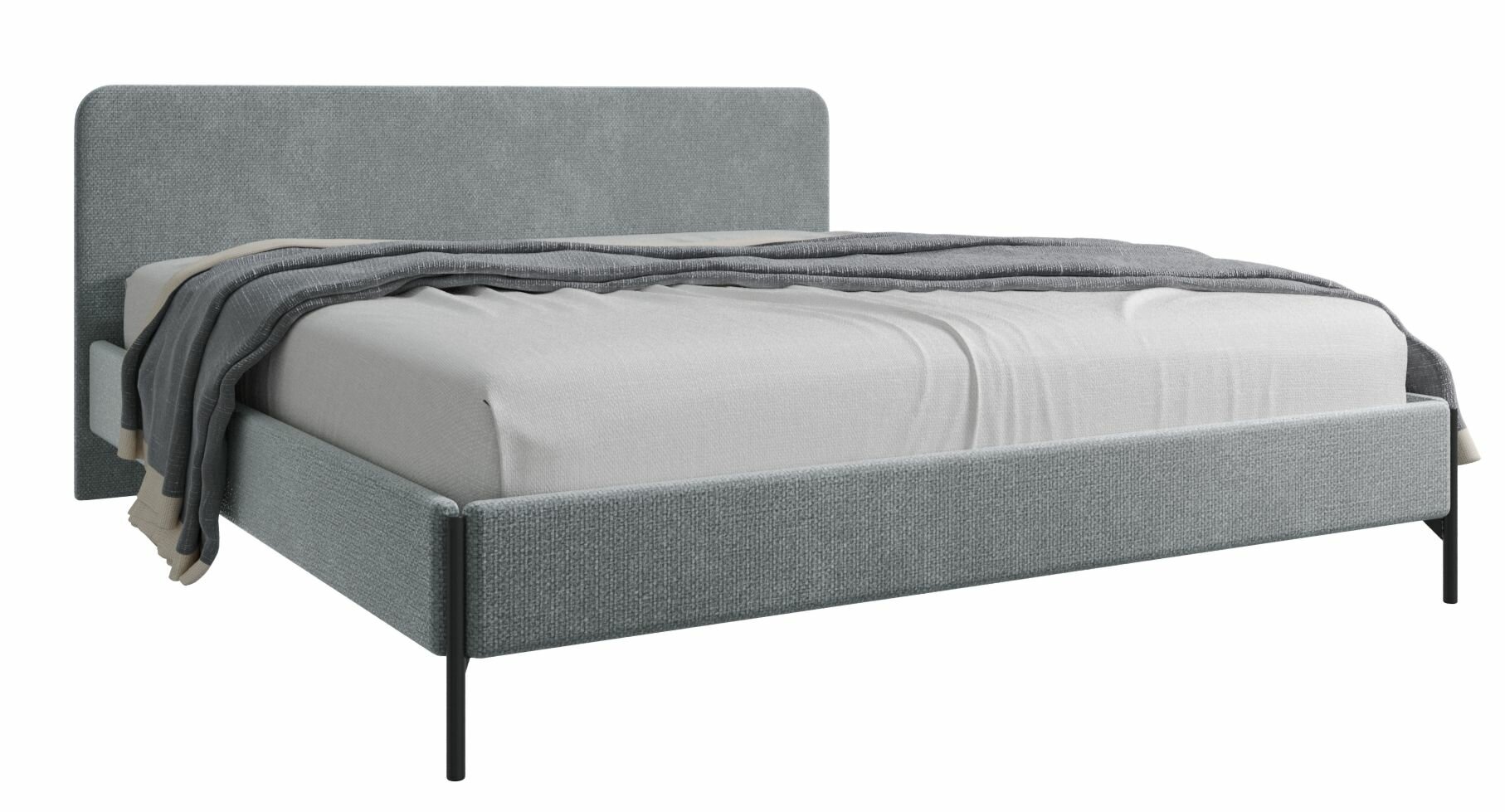 Двуспальная кровать, кровать 180х200, Лукреция, рогожка, серая, рогожка