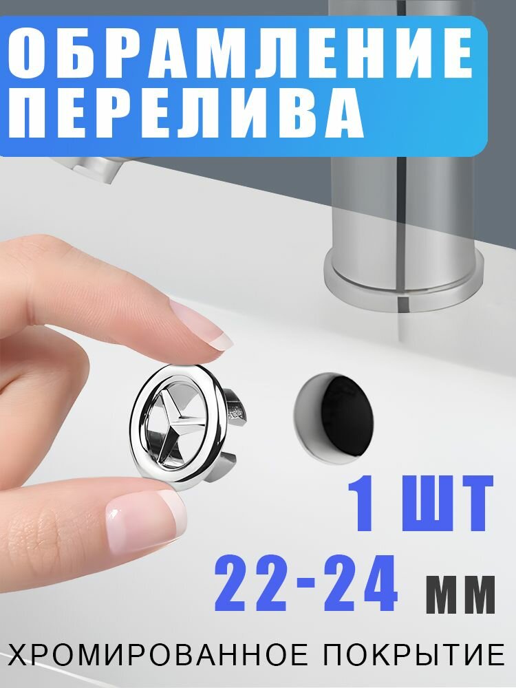 Декоративная рамка для перелива раковины, хромированная заглушка для ванны и кухни, универсальное кольцо-заглушка с блестящей поверхностью, простая установка без инструментов