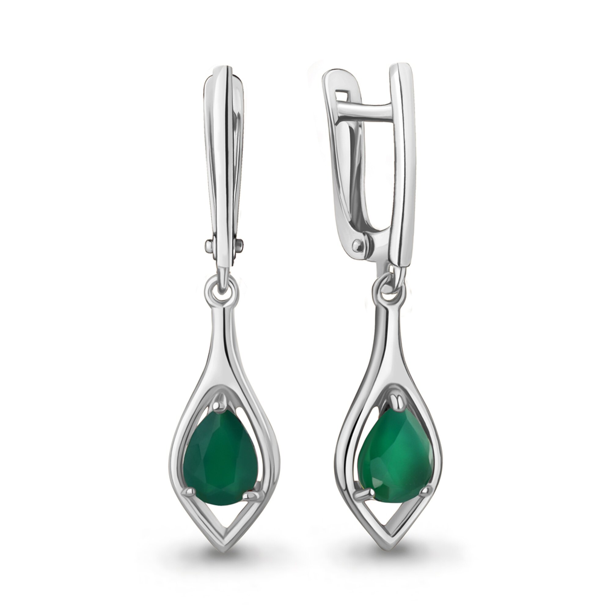 Серьги, серебро, 925 проба, родирование, агат