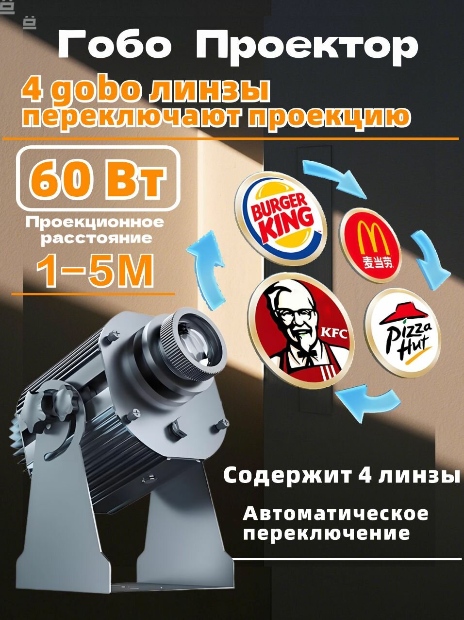 Проектор с переключающим рисунком