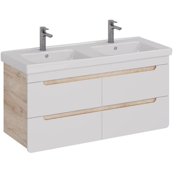 Тумба Noname Lemark OLIVIA 125 см под 2 раковины, подвесная,4 ящика, цвет корпуса: Дуб кантри, цвет фасада: