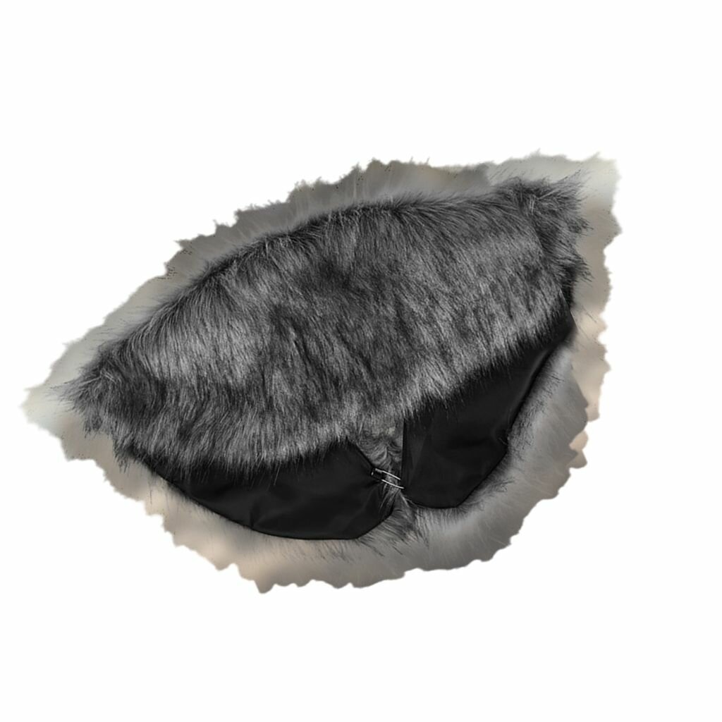 Плащ из искусственного меха с черно-белым двухцветным меховым воротником