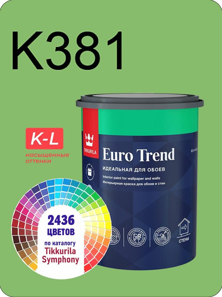 Краска для обоев Tikkurila Euro Trend 0,9л. насыщенные оттенки K381