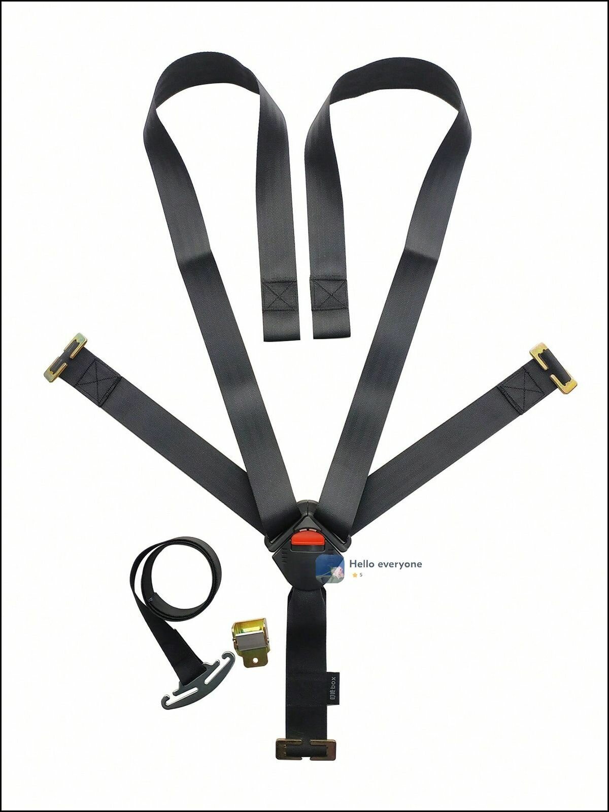 1 комплект ремня безопасности для детского автокресла с 5-точечным креплением, плечевыми, поясными и промежностными ремнями, с фиксатором, регулируемой длиной, универсальный тип